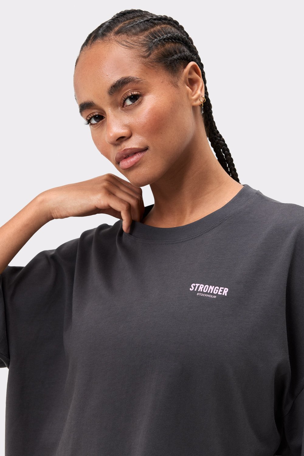 Oversized Crew T-shirt Dark Grey | Organic cotton | STRONGER