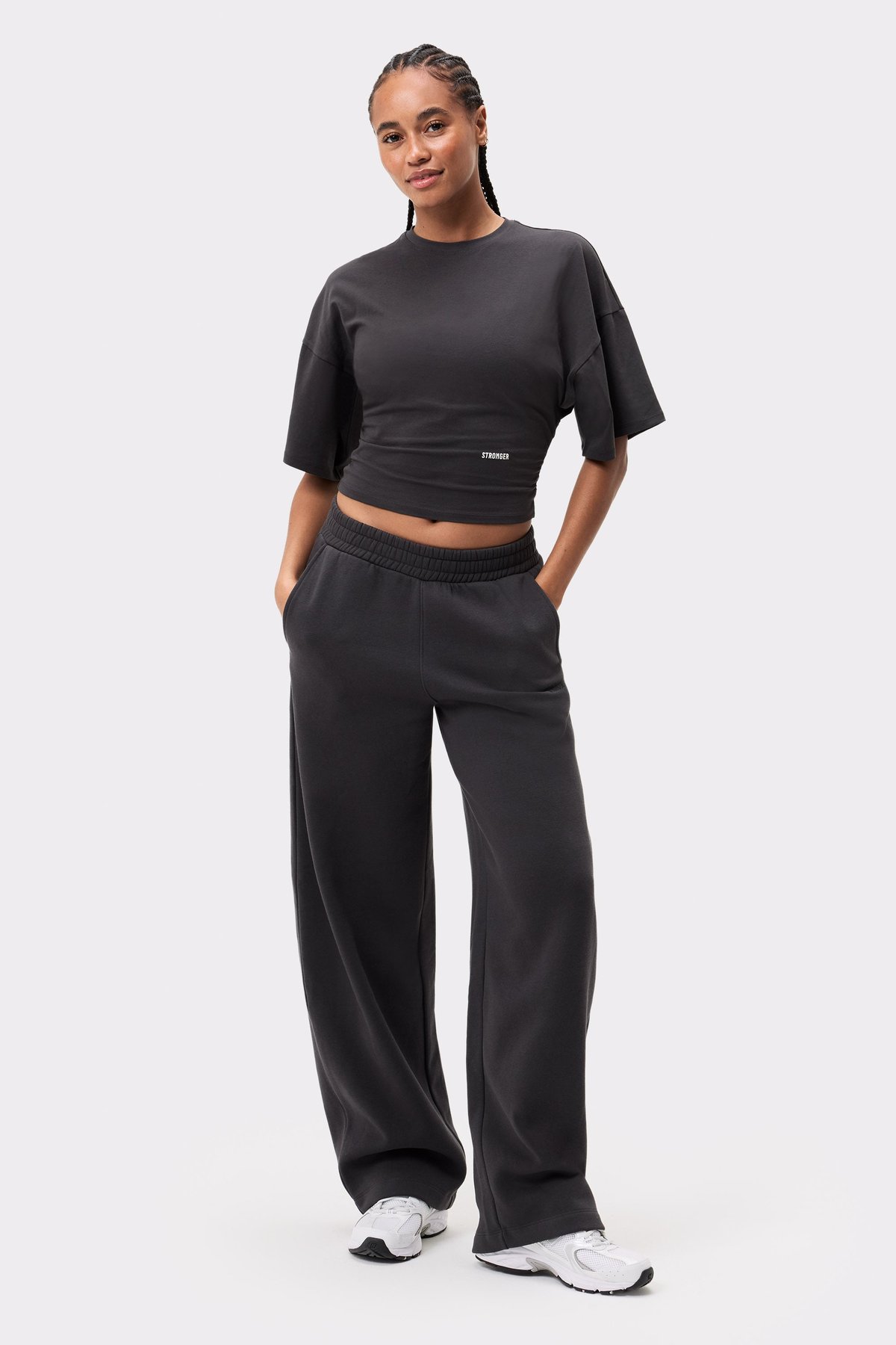 Wide Sleeve Tee Dark Grey I Organic cotton I STRONGER